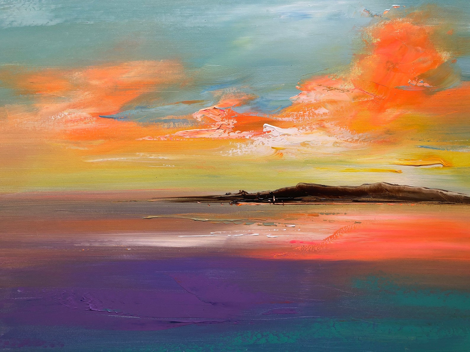 Large Orange Sunset Painting on Canvas landscape painting | Etsy