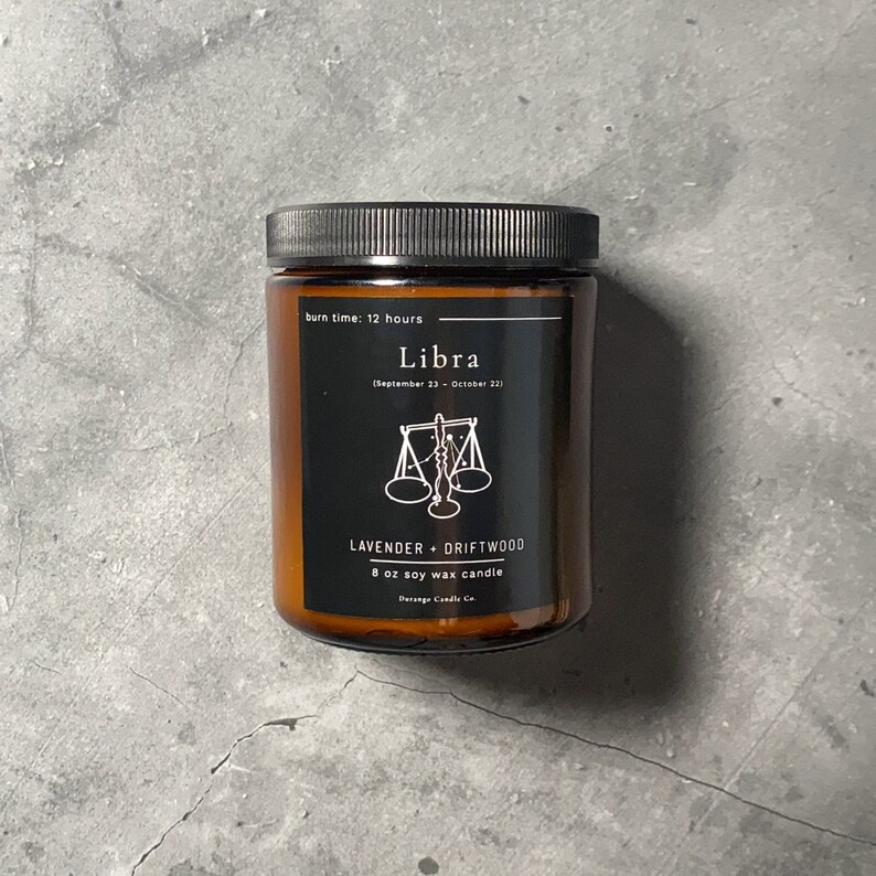 Libra Zodiac Sign Candle Lavender Driftwood Zodiac Collection Astrology ...