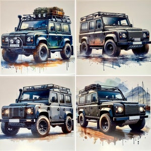 4x4 Land Rover Defender A4 Digital Watercolour Art Print - Etsy