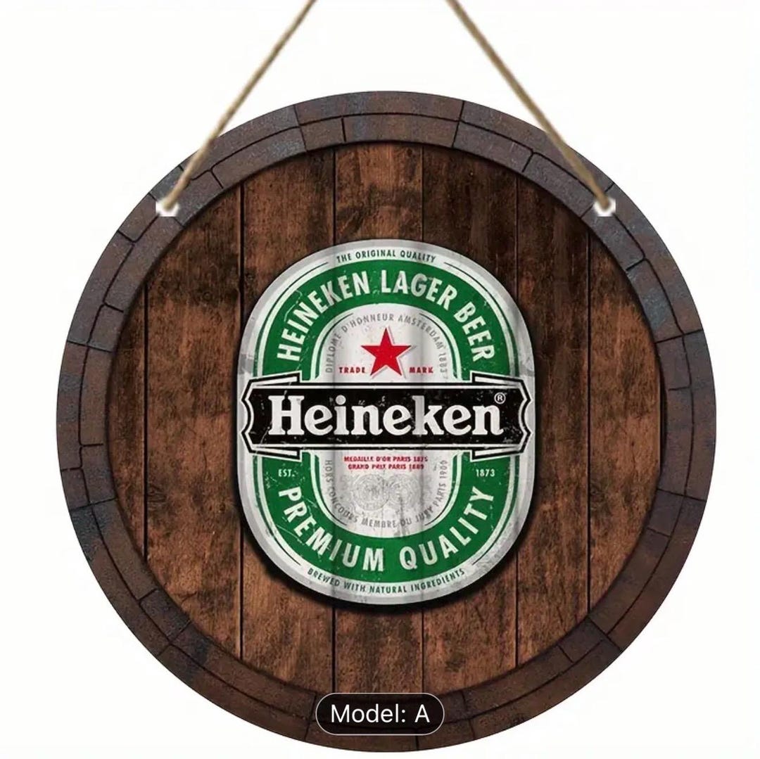 Heineken Beer Welcome Sign 20.32x20.32cm Round Wooden Plaque for Home ...