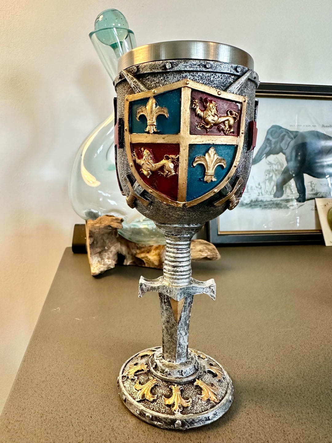 Coat of Arms & Sword Medieval Goblet Glass Cup - Etsy