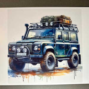 4x4 Land Rover Defender A4 Digital Watercolour Art Print - Etsy