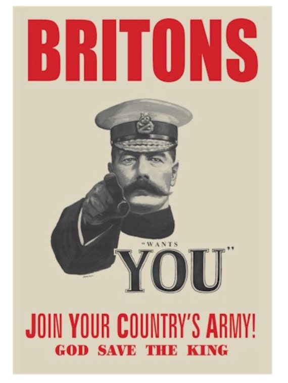 World War I Lord Kitchener Recruitment A3 Poster BRITONS WANT | Etsy