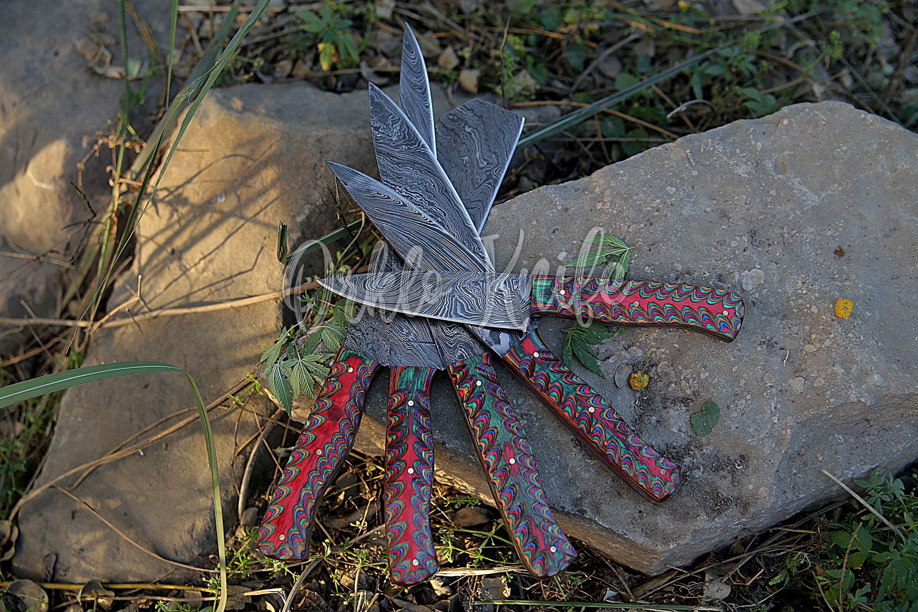 Handmade Damascus Chef Knife Set of 5Pcs With Multi Color | Etsy