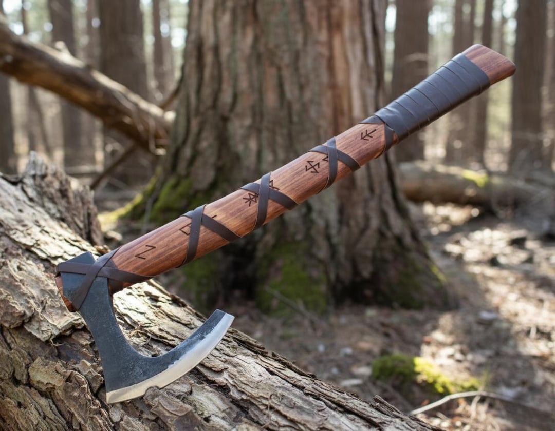 Hand Forged Viking Axe With Rose Wood Handle Birthday Gift for Father ...