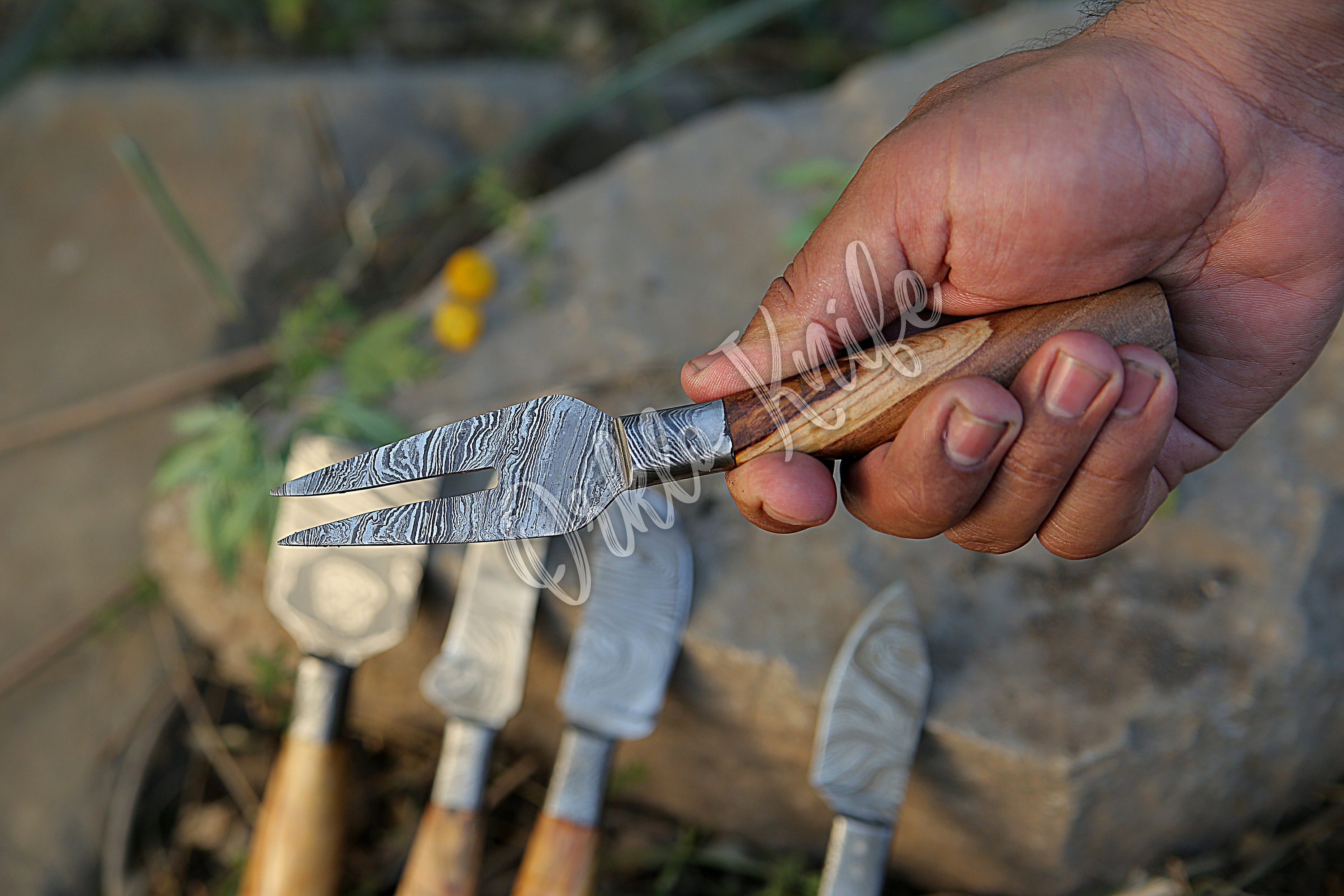 Handmade Damascus Cheese Knife Set of 5 Pcs With Olivewood Handle ...