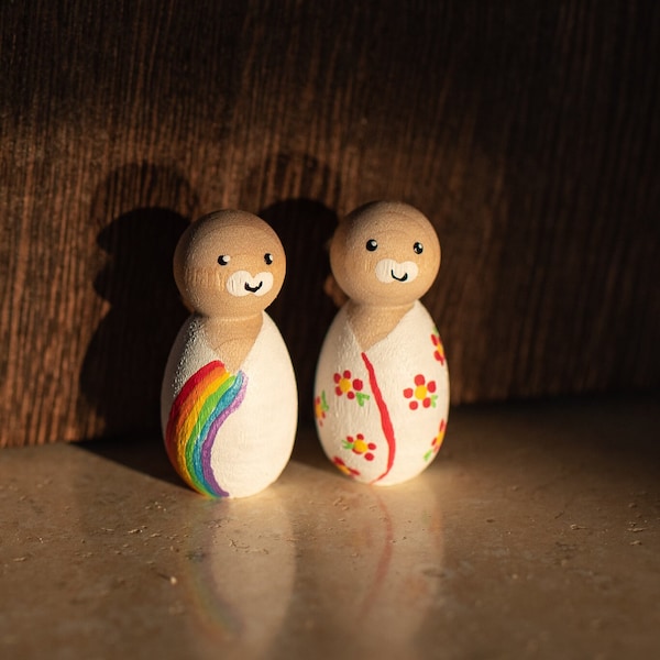 Rainbow Peg People - Etsy