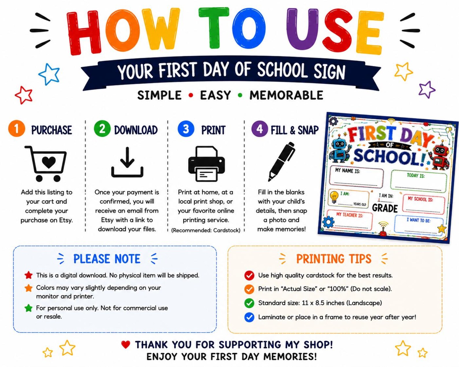 Sports School Sign Printable for First Day of School - Etsy