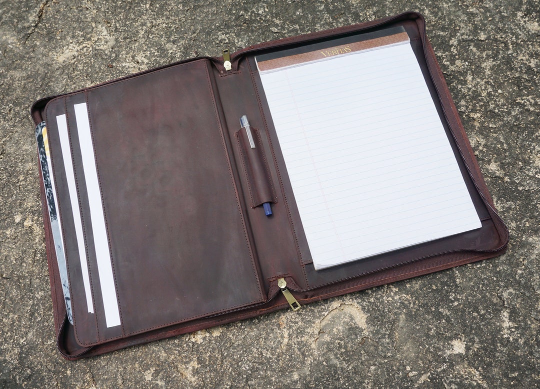 Genuine Leather Portfolio With Handle, Customized Portfolio for Left ...