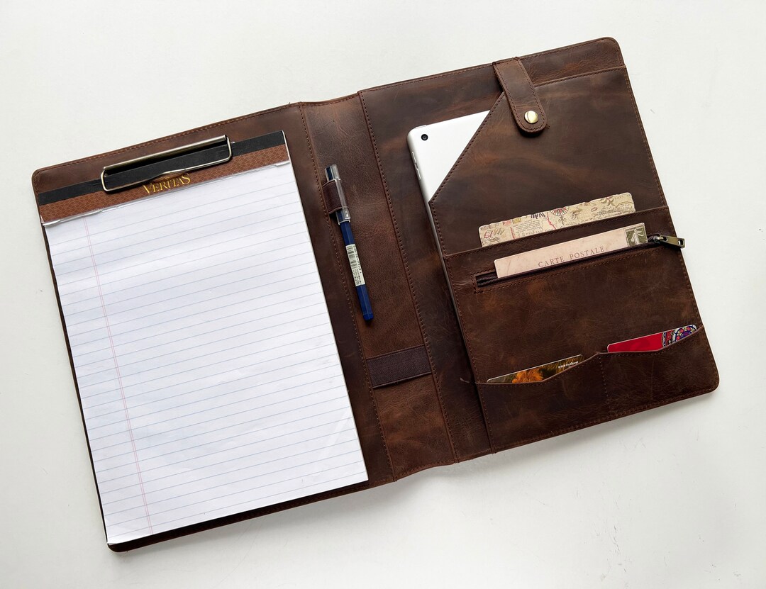 Left-handed Leather Portfolio, Personalized Padfolio for Men, Office ...