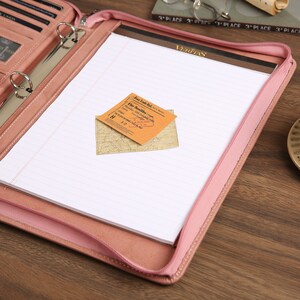 Pink Leather Portfolio for Women,personalized Padfolio With Name&logo ...