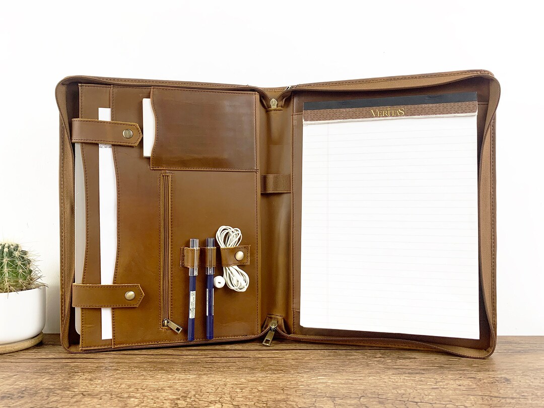 Leather Portfolio for Men, Leather Padfolio A4 Notepad for Left-handed ...