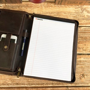 Personalized Leather iPad Portfolio for Men, A4 Leather Padfolio With ...