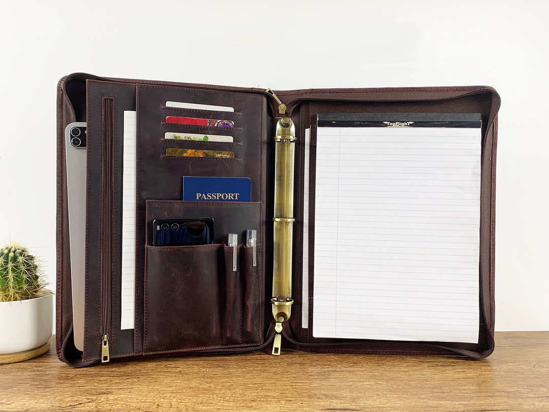 Personalized Leather Portfolio for Men, 3R Binder Portfolio, A4 ...
