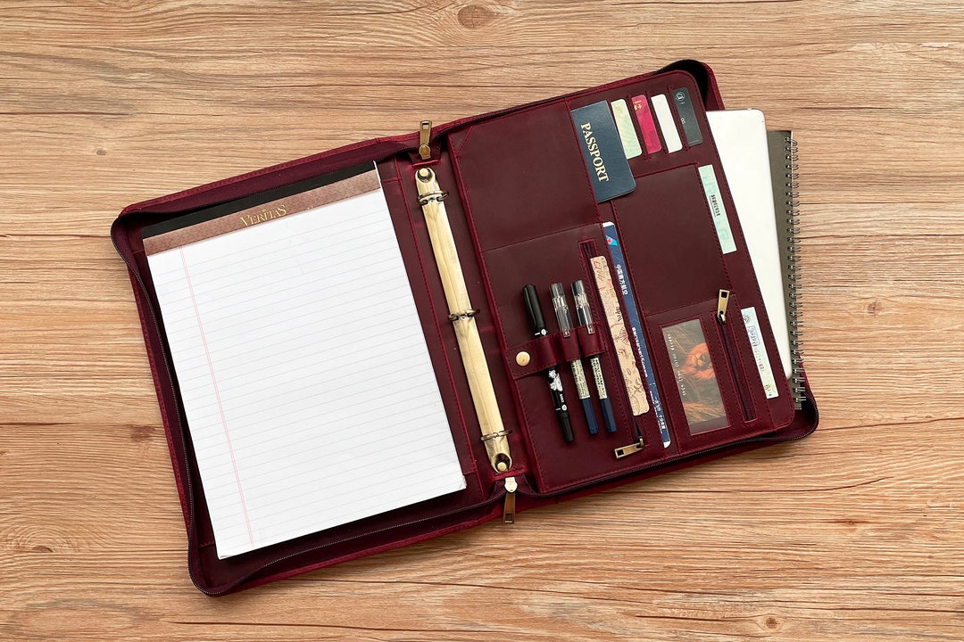 Personalized Portfolio for Men,leather Portfolio Left-handed, 3 Ring ...