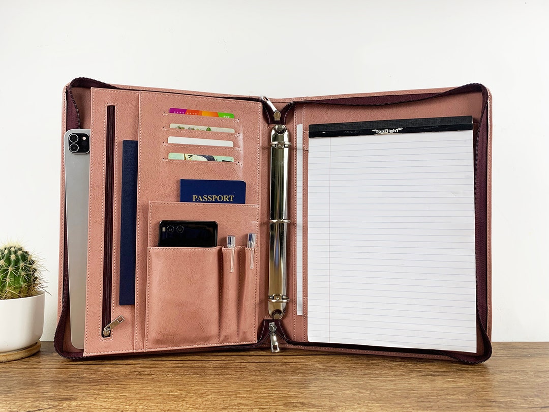 Women Portfolio Pink Leather Padfolio A4 Personalized Leather - Etsy