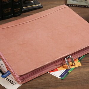 Pink Leather Portfolio for Women,personalized Padfolio With Name&logo ...