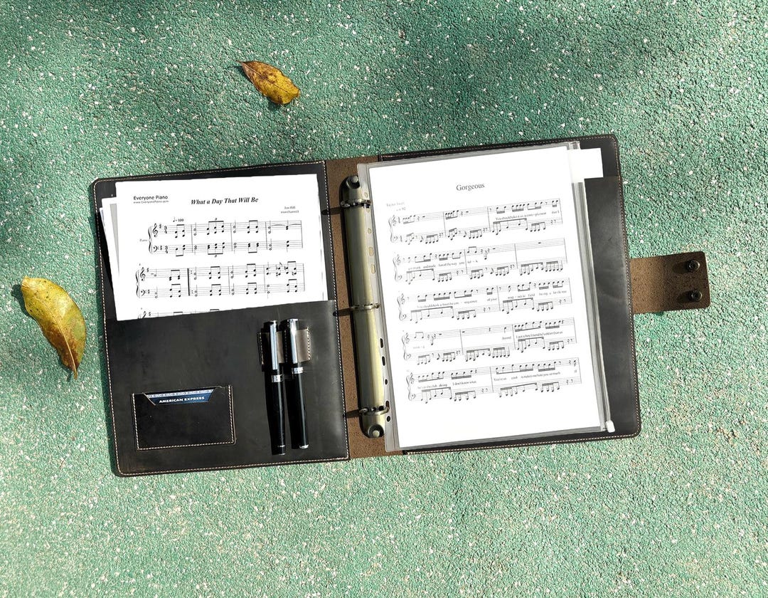 Personalized Leather Sheet Music Binder, Sheet Music Portfolio for ...
