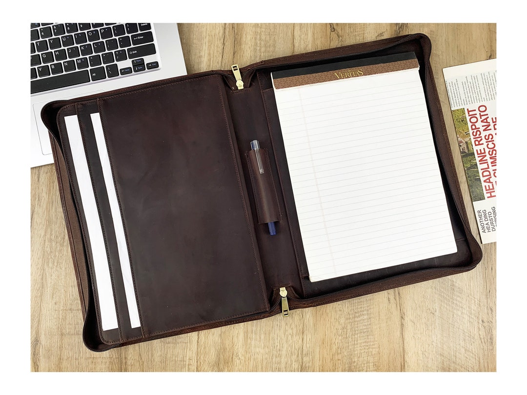 Genuine Leather Portfolio With Handle, Customized Portfolio for Left ...