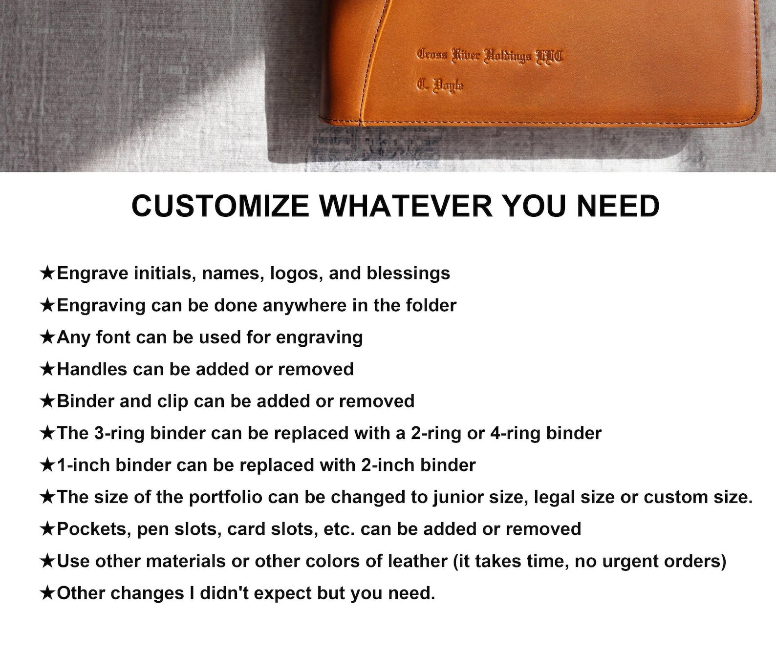 Personalized Leather Checkbook Binder Portfolio for Men, 7 Ring Check ...