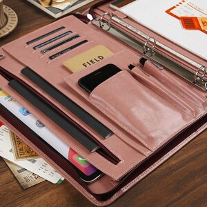 Women Portfolio Pink Leather Padfolio A4, Personalized Leather ...