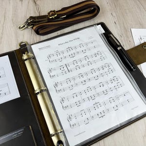 Personalized Leather Sheet Music Binder, Music Portfolio With Strap ...