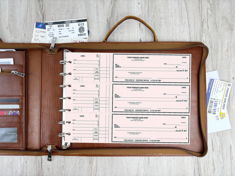 Personalized Leather Checkbook Binder Portfolio for Men, 7 Ring Check ...