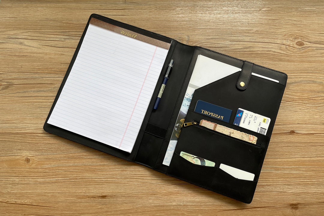 Left-handed Leather Portfolio for Men, Personalized Padfolio With A4 ...