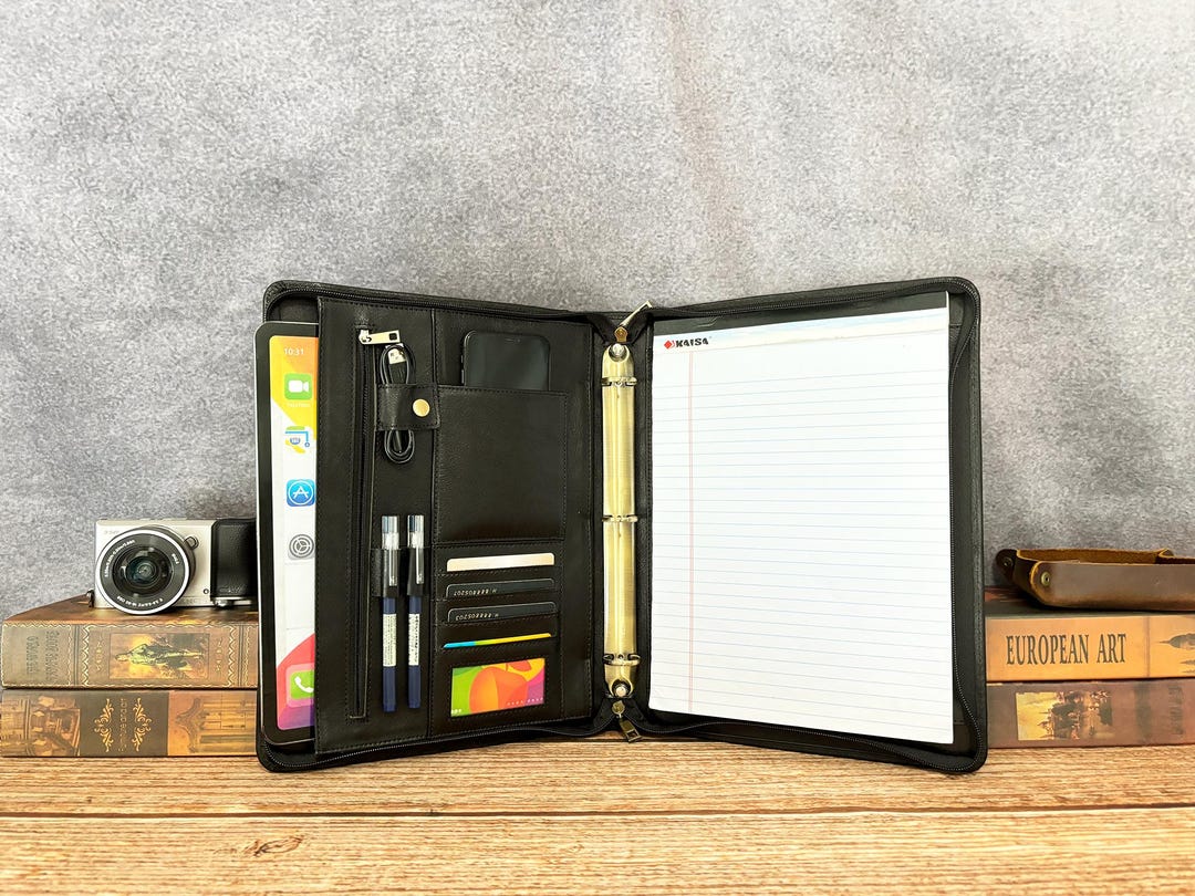 Personalized Leather Portfolio for Men, A4 Leather Padfolio Cover ...