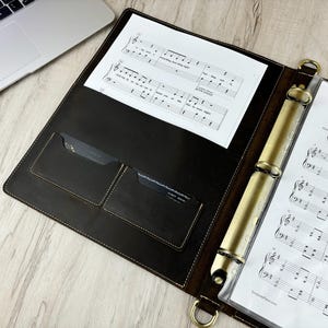 Personalized Leather Sheet Music Binder, Music Portfolio With Strap ...