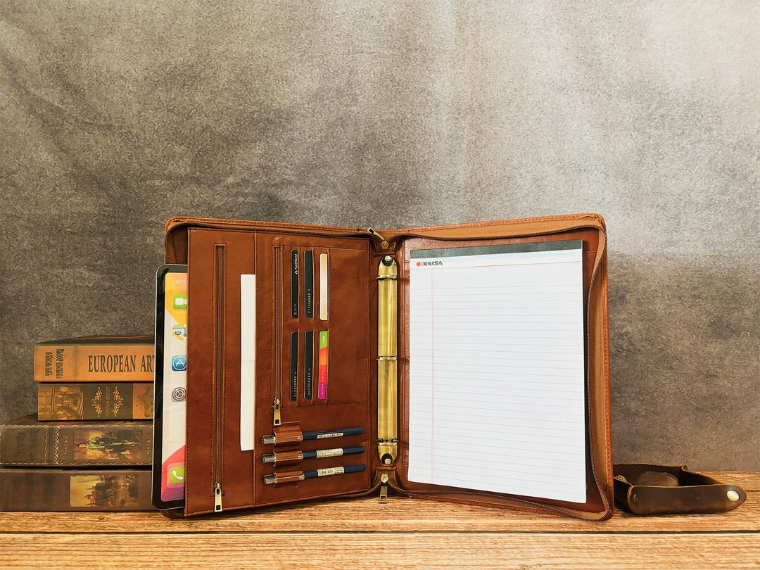 Custom Full Grain Leather Portfolio for Leather, Monogrammed Leather ...