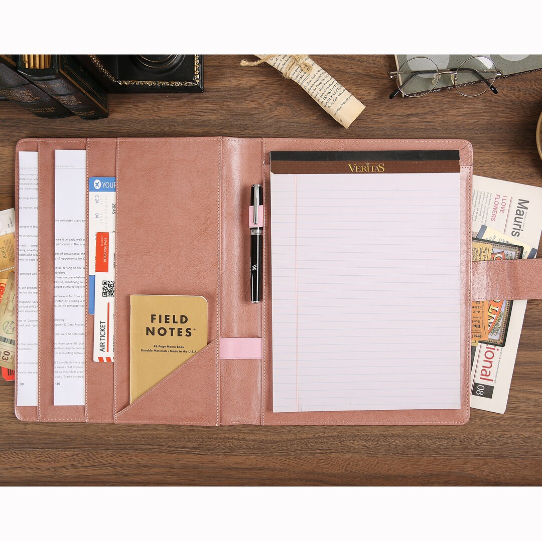 Personalized Pink Vegan Leather Portfolio Organizer: Resume Padfolio - Etsy
