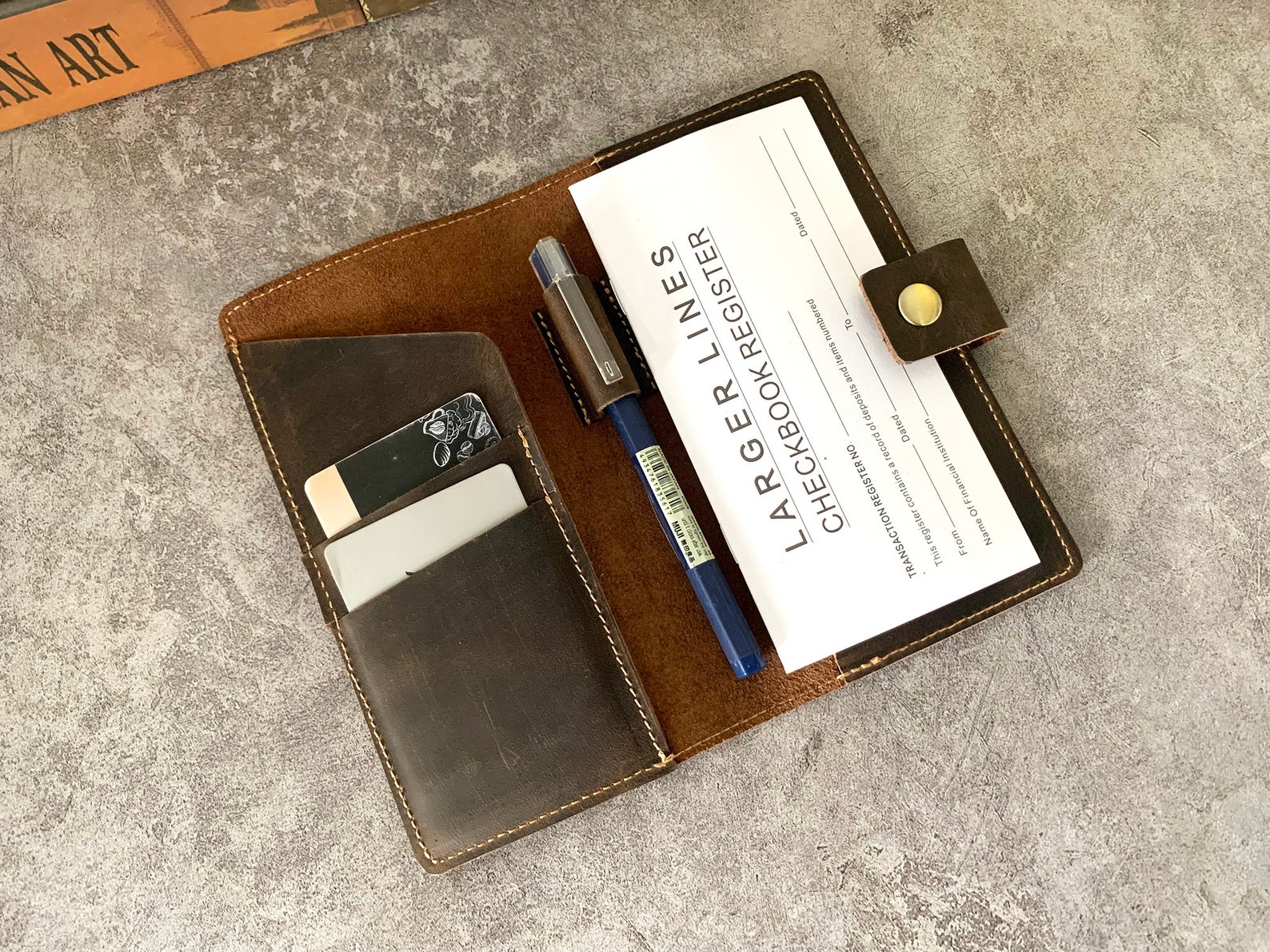 Personalized Checkbook Case, Check Book Holder, Leather Long Checkbooks ...