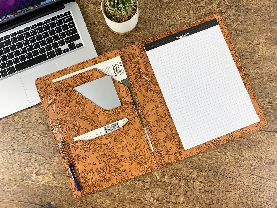 Leather Portfolio With A4/letter Size Notepad, Leather Portfolio ...