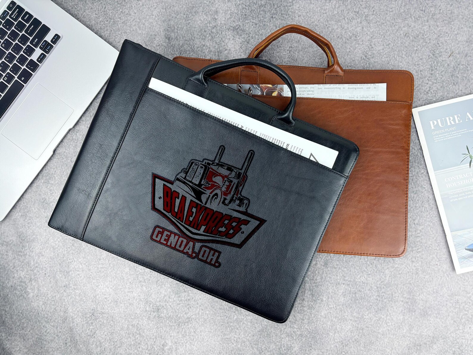 Personalized Leather Checkbook Binder Portfolio for Men, 7 Ring Check ...