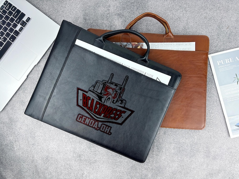 Personalized Leather Checkbook Binder Portfolio for Men, 7 Ring Check ...