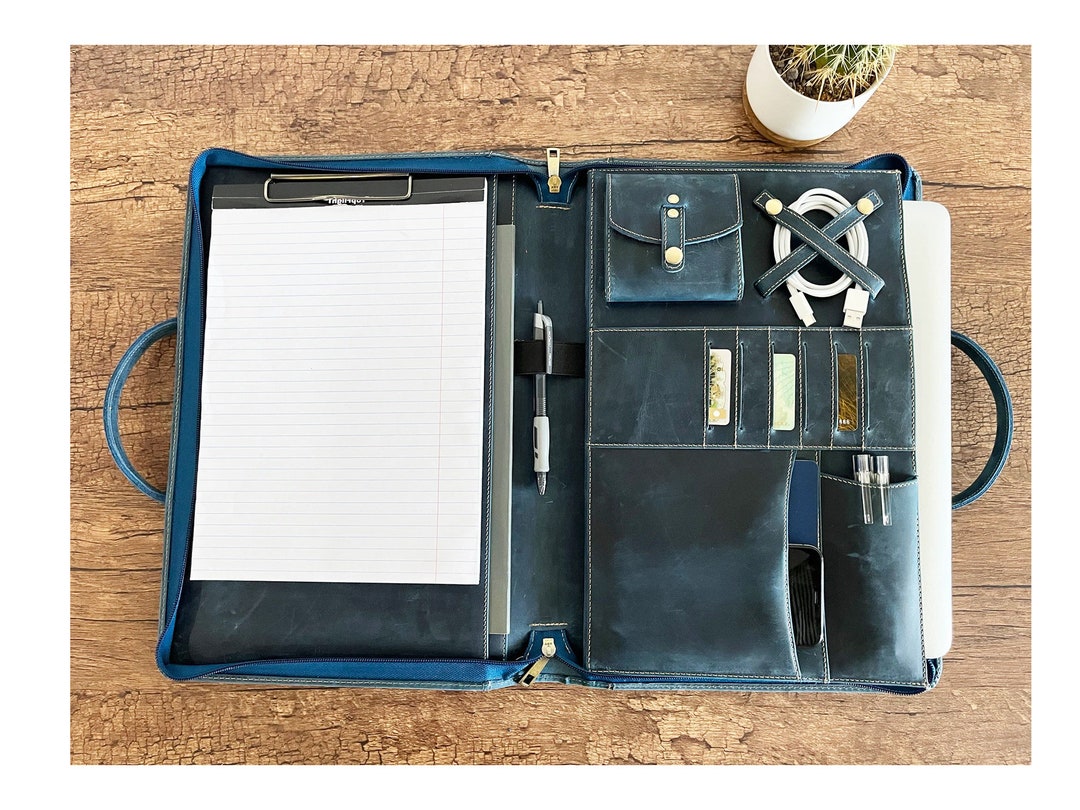 Leather Left-handed Portfolio,legal Size Padfolio With Handle,15 ...