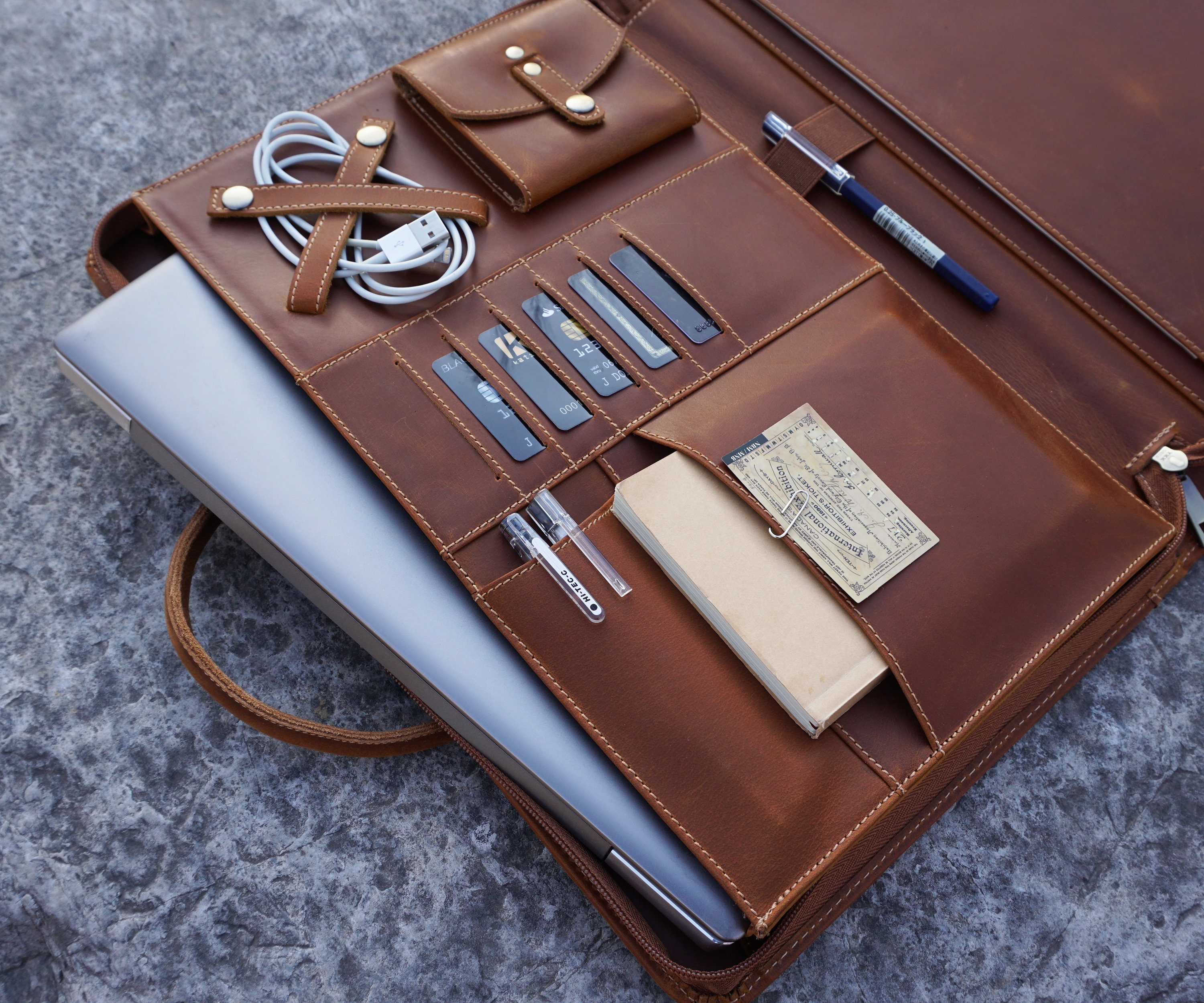 Leather Portfolio for Men Legal Size Notepad Padfolio With - Etsy
