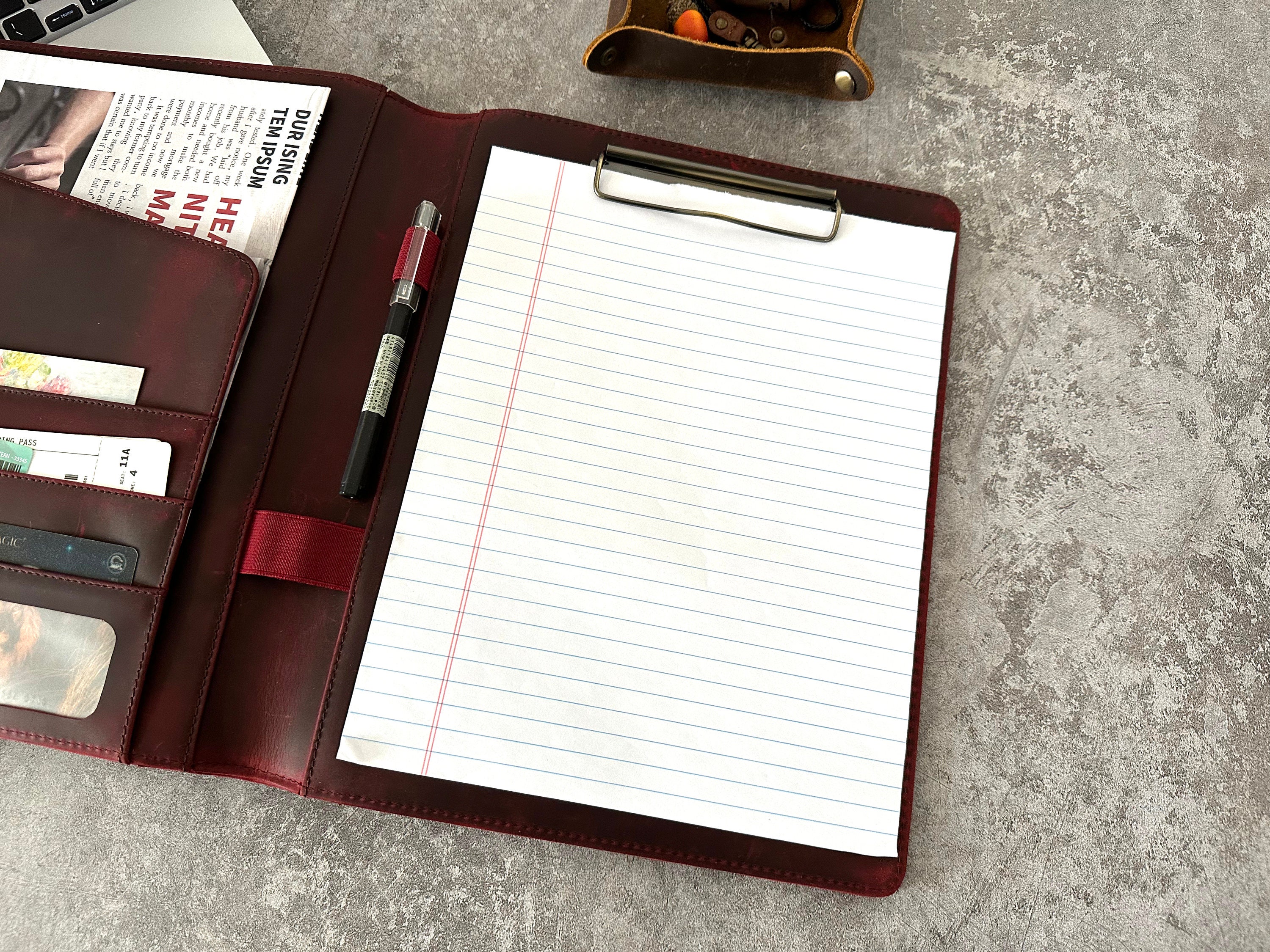 Personalized Leather Portfolio for Men, Leather Folder With Clipboard ...