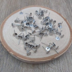 BULK 4mm Silver Flat Pad Earring Posts Surgical Stainless - Etsy