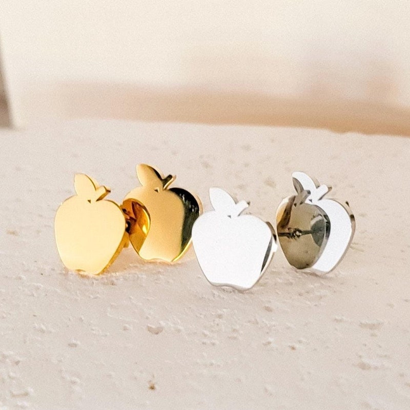 Gold Apple Earrings - Etsy