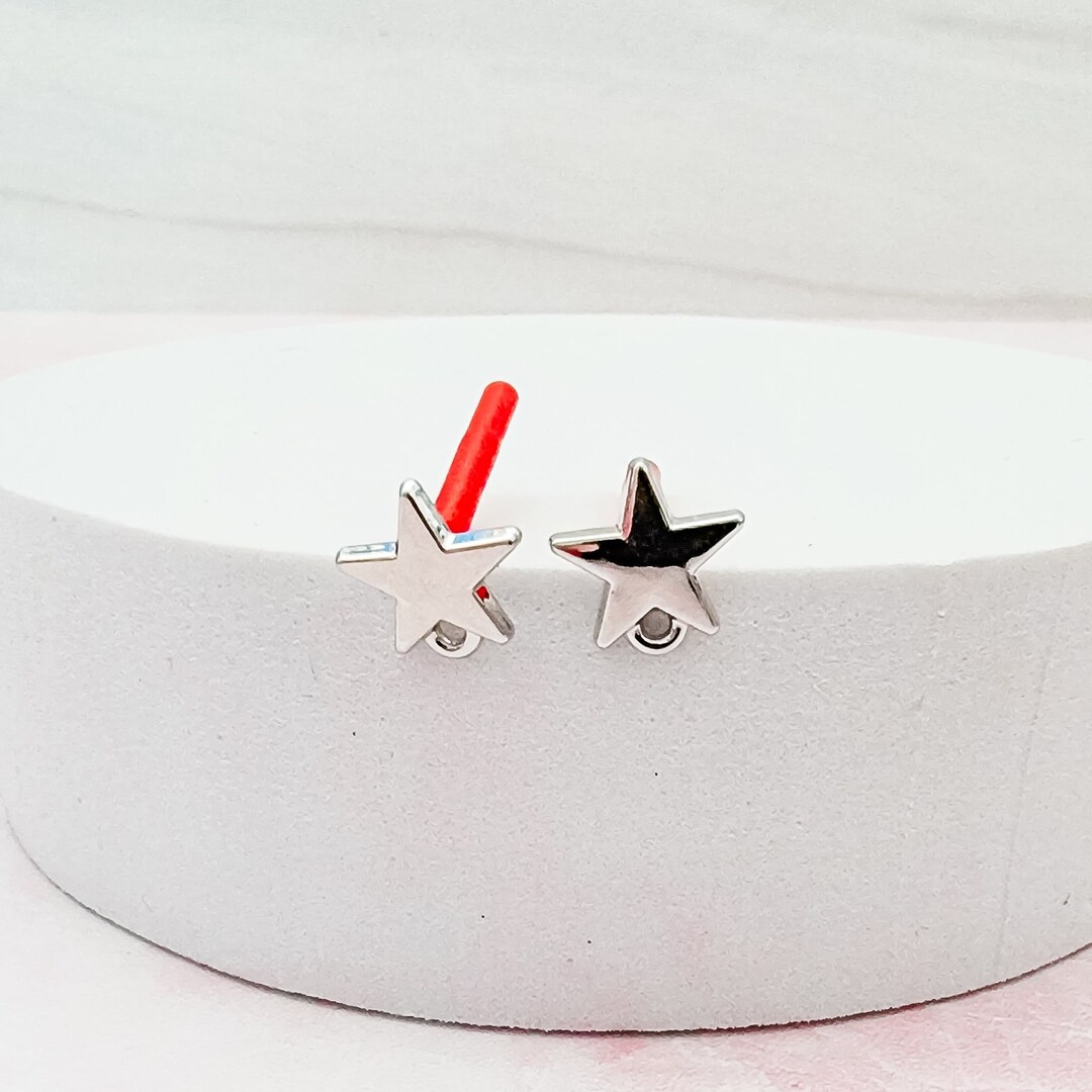 Silver Brass Star Stud With Loop sterling Silver Post, 10 Pcs, Monarch ...