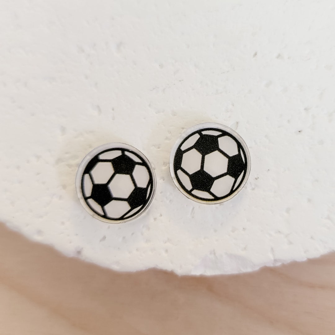 Soccer Ball Acrylic Stud Blanks (attach Your Own Stud), Jewelry ...