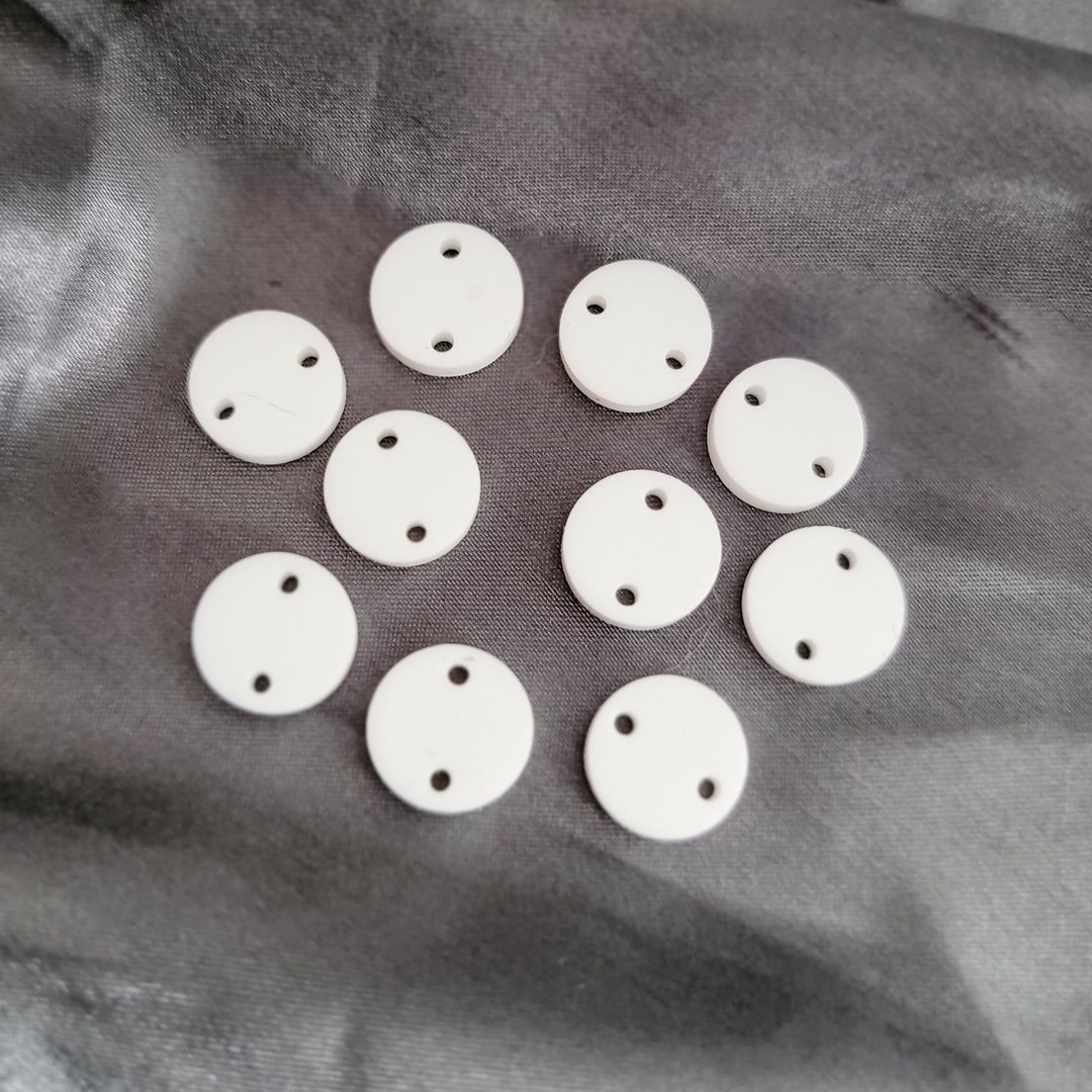 14mm Bright White Circle 2-hole Acrylic Connector, 10 Pieces, Acrylic ...