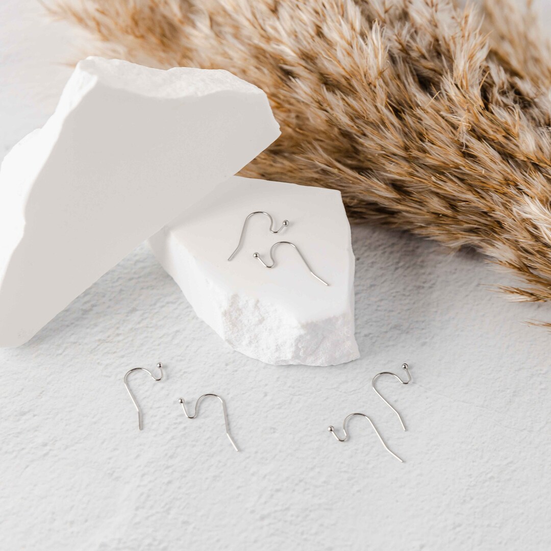 SILVER REGULAR Loop 3mm Ball Style Earring Hooks, 20pcs Surgical ...