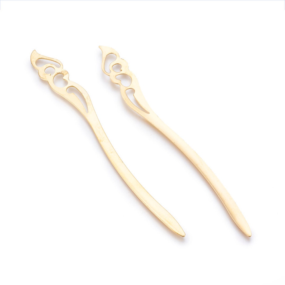 Gold Scroll Style Metal Hair Sticks, Set of 5 Pieces, Hair Accessory ...