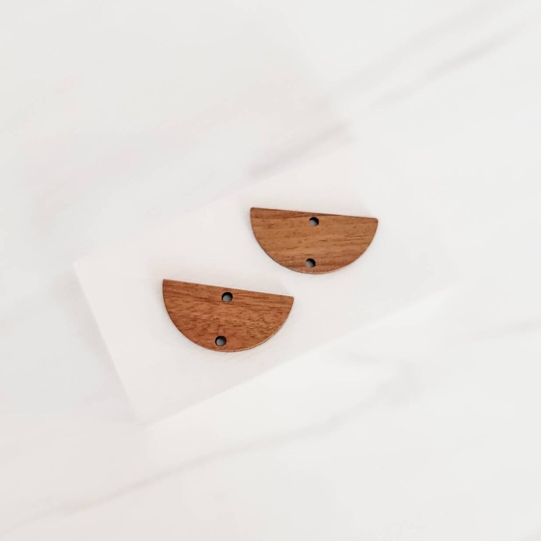 Walnut Wood Semicircle Connectors, Two Hole Wooden Connectors, Half ...