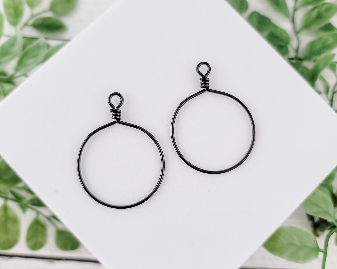 Black Stainless Steel Round Fringe Hoop, 2 Pieces, Circle Surgical ...