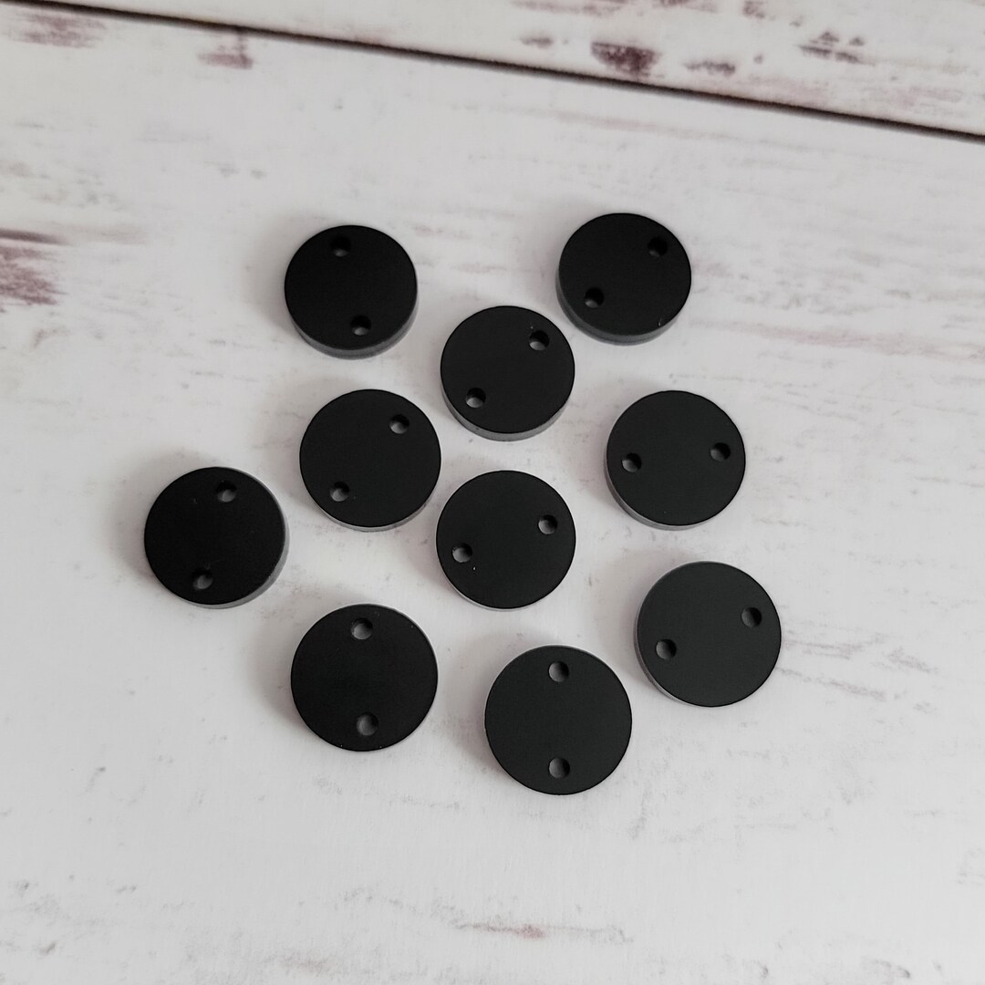 14mm Black Circle 2-hole Acrylic Connector, 10 Pieces, Acrylic Laser ...