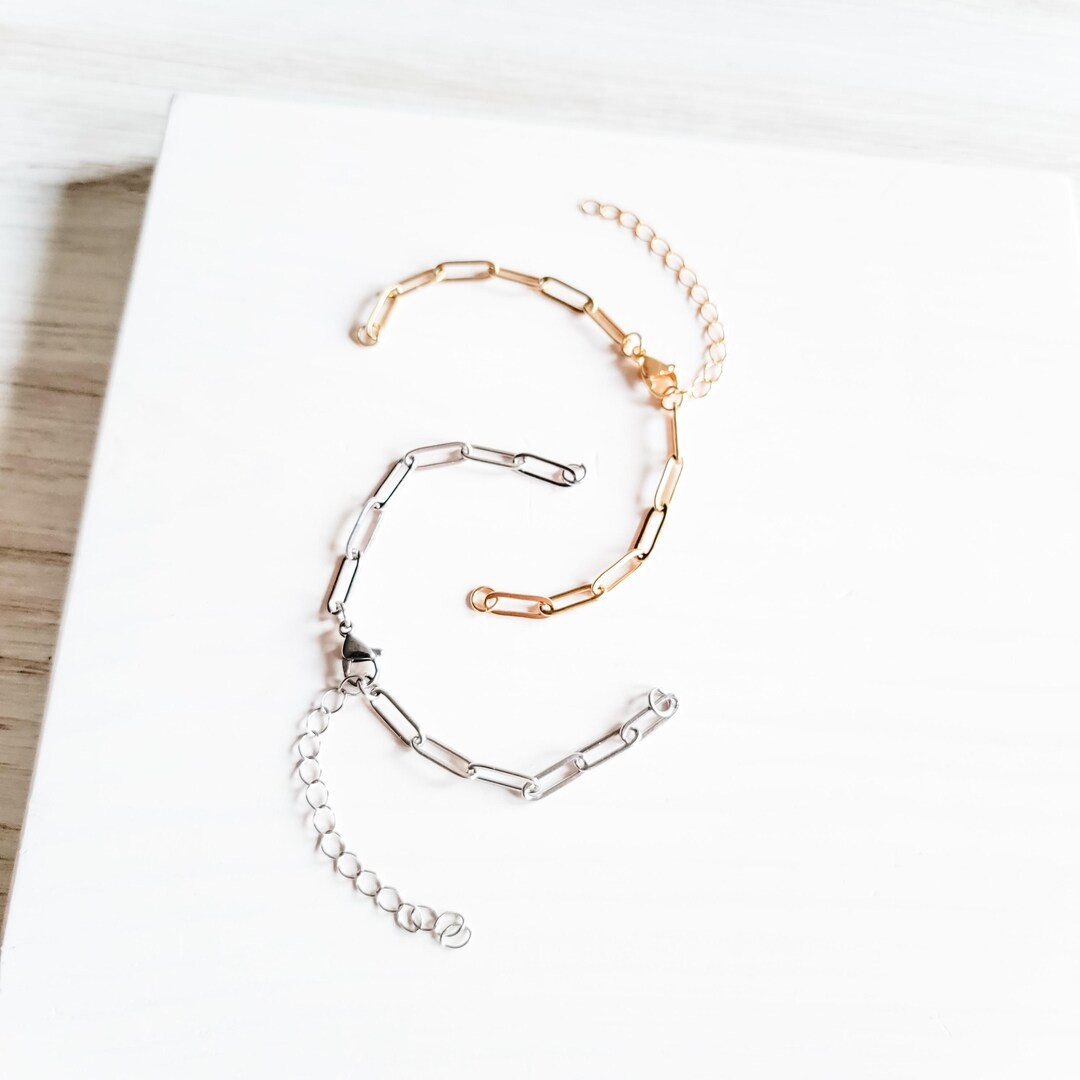 NEW Bracelet Split Paperclip Chain Findings (choose Silver or Gold), 10 ...